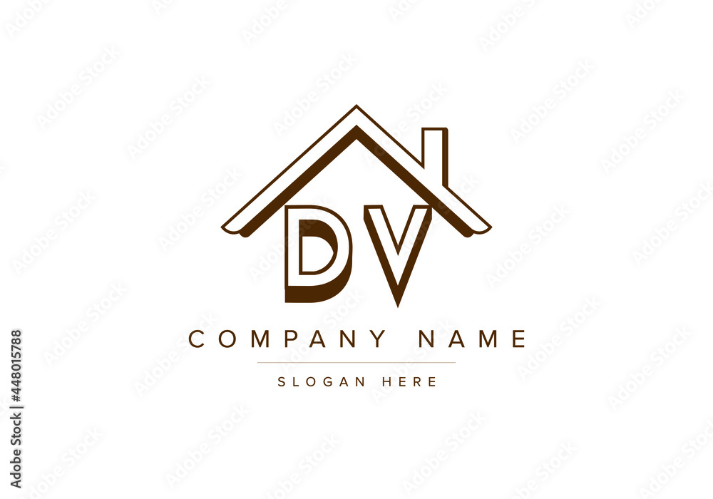 Alphabet letters DV home or house logo for real estate Stock Vector ...