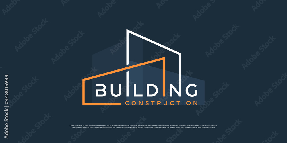 Building logo for construction company, printing with modern concept ...