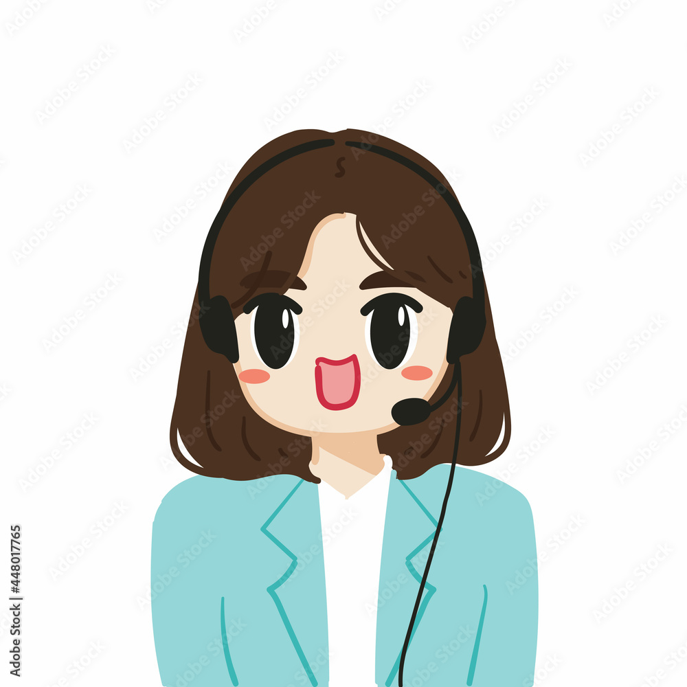 cartoon illustration of woman working as customer service Stock Vector ...