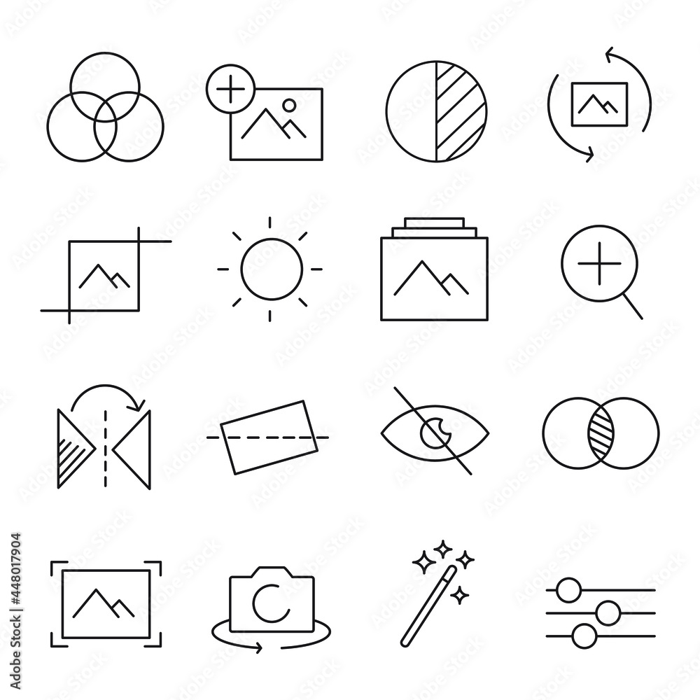Image Editing icon set. Image Editing pack symbol vector elements for ...