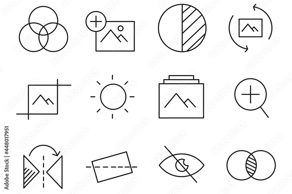 Image Editing icon set. Image Editing pack symbol vector elements for ...