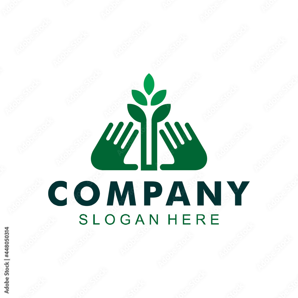 save nature hand plant logo icon Stock Vector | Adobe Stock