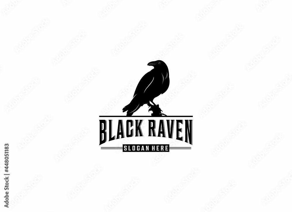 black raven logo template in white background Stock Vector | Adobe Stock