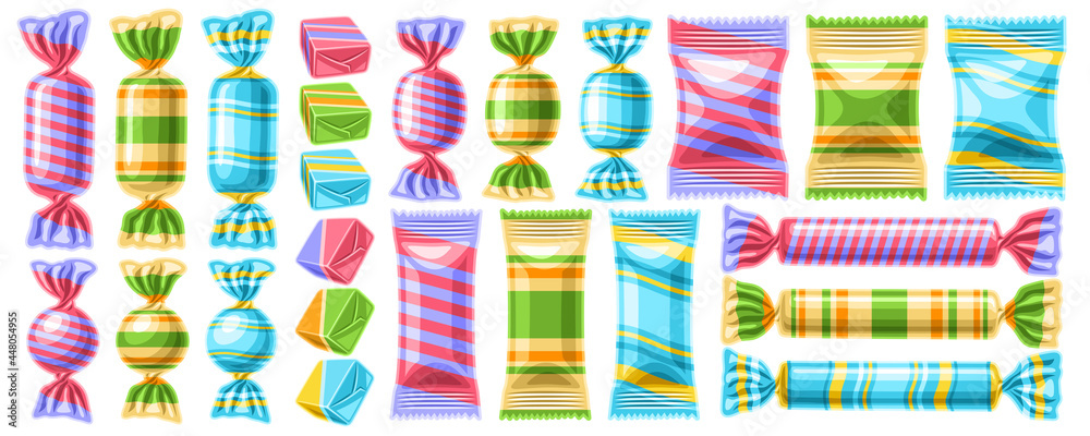 Vector set of Candies, collection of cut out illustrations of different ...