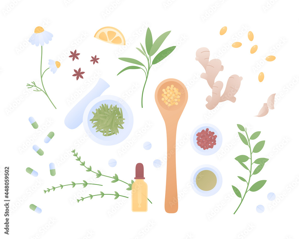 Aromatherapy and herbal medicine concept. Vector flat illustration ...