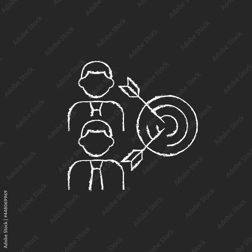 Common goal chalk white icon on dark background. Collective purpose ...