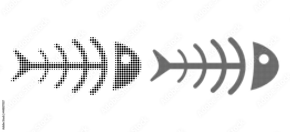 Pixel halftone dead fish icon. Vector halftone pattern of dead fish ...
