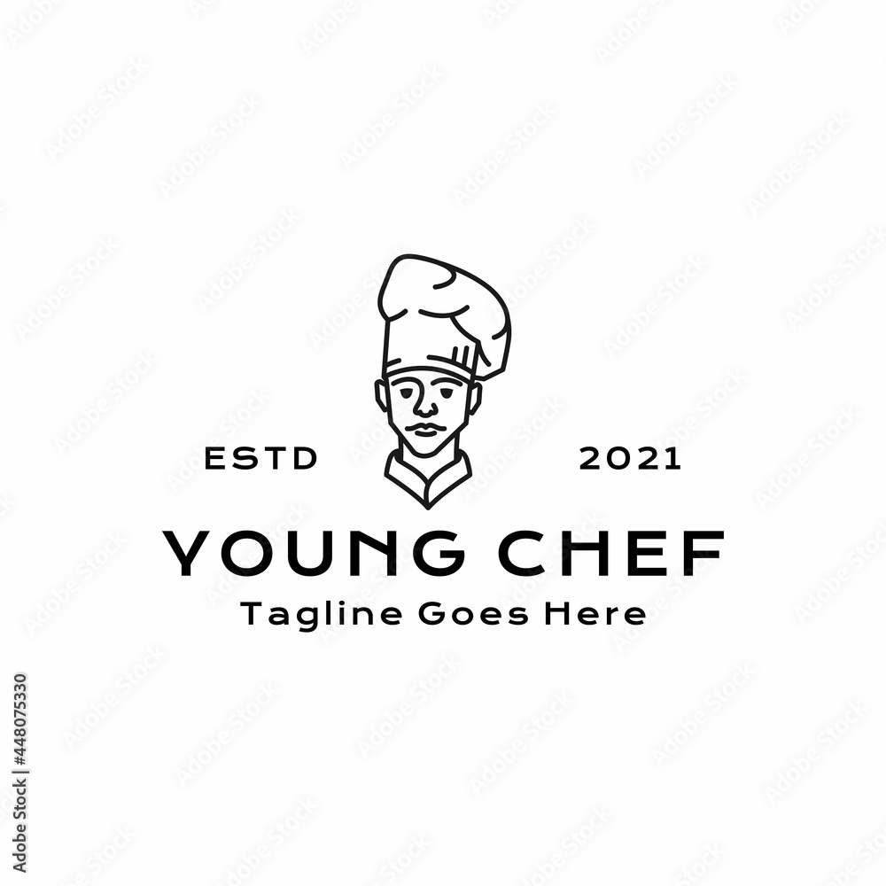 Line art Chef / Restaurant logo design inspiration vector icon ...