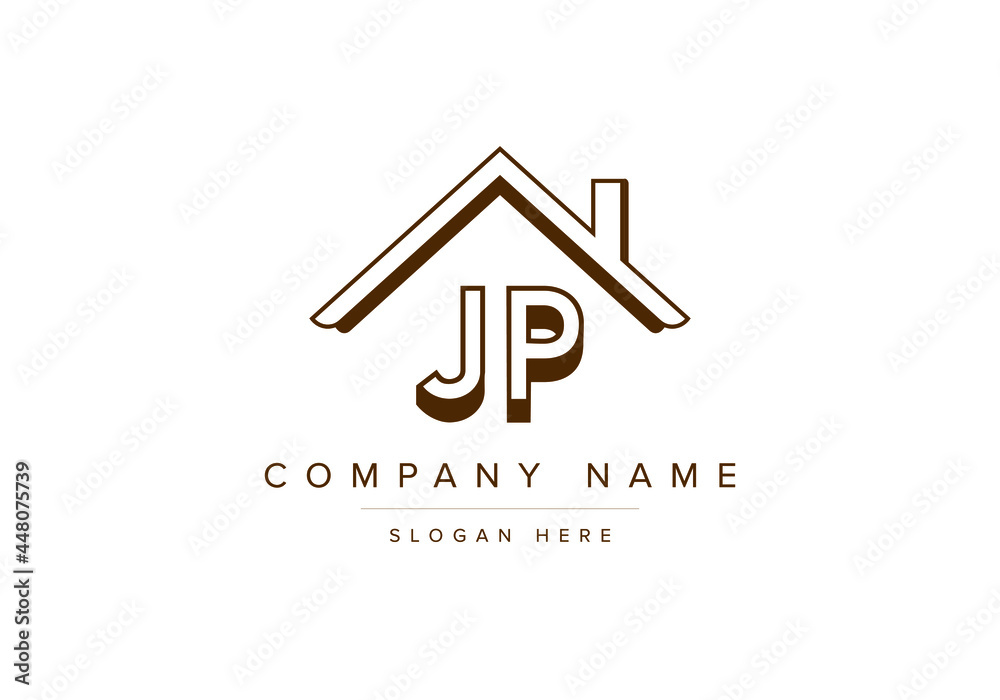 Alphabet letters JP home or house logo for real estate Stock Vector ...