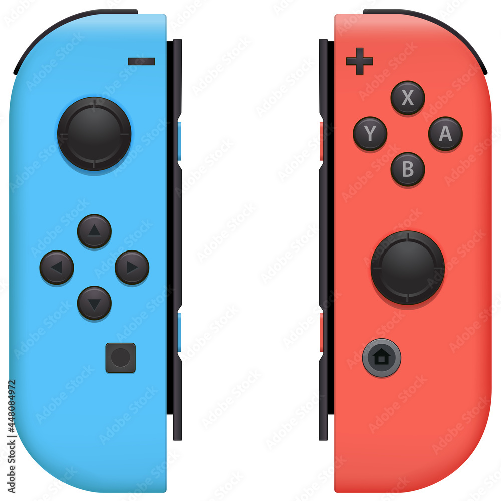 Joy-Cons red and blue front view for Nintendo Switch handheld game ...