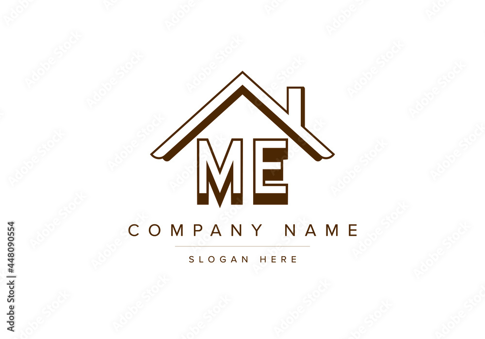 Alphabet letters ME home or house logo for real estate Stock Vector ...
