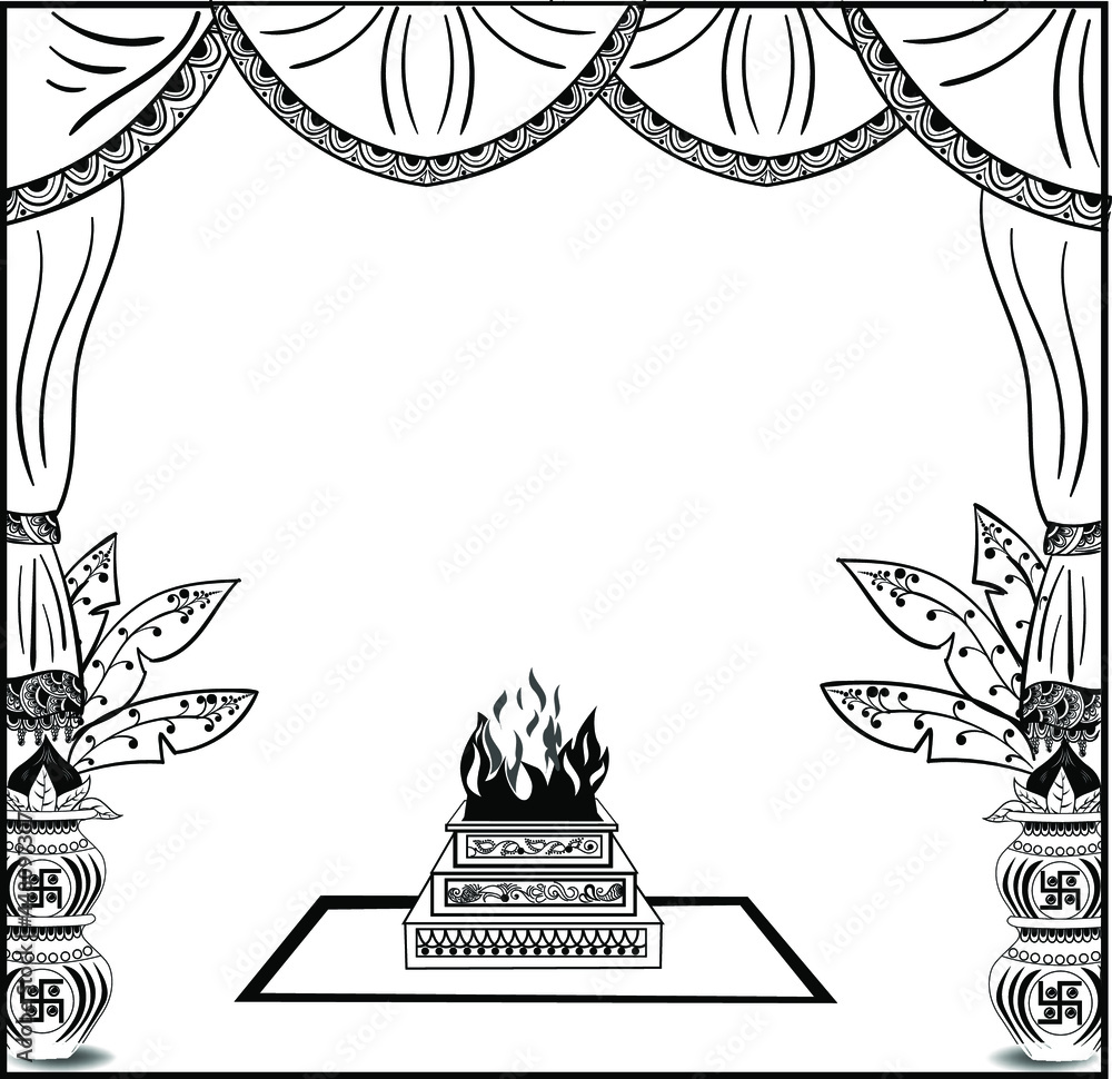 INDIAN WEDDING BEAUTIFUL MANDAP DESIGN WITH HAWAN KUND, BLACK AND WHITE ...