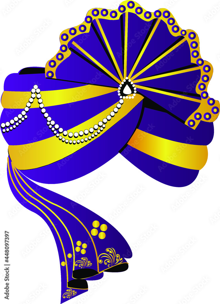 Indian wedding symbol Safa vector illustration colour clip art. Indian ...