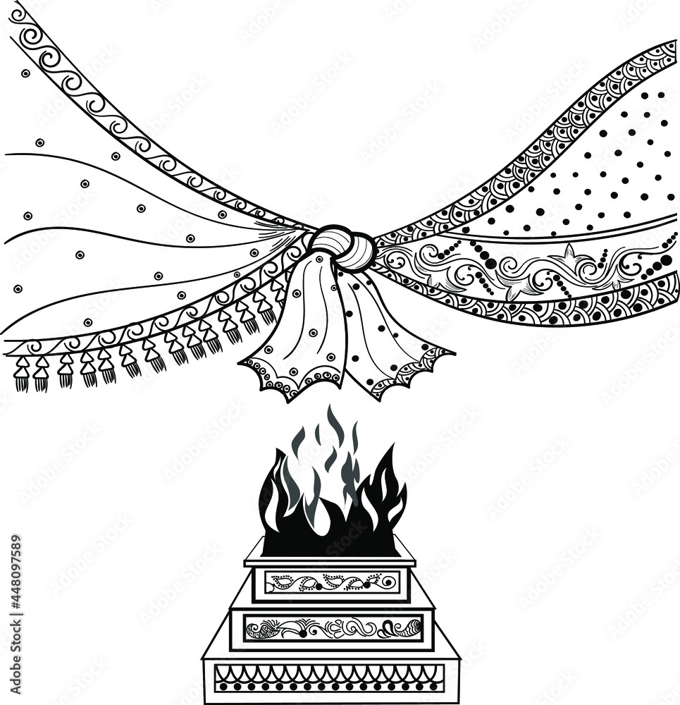 Vecteur Stock INDIAN WEDDING GROOM AND BRIDE KNOT AND HAWAN VECTOR ...