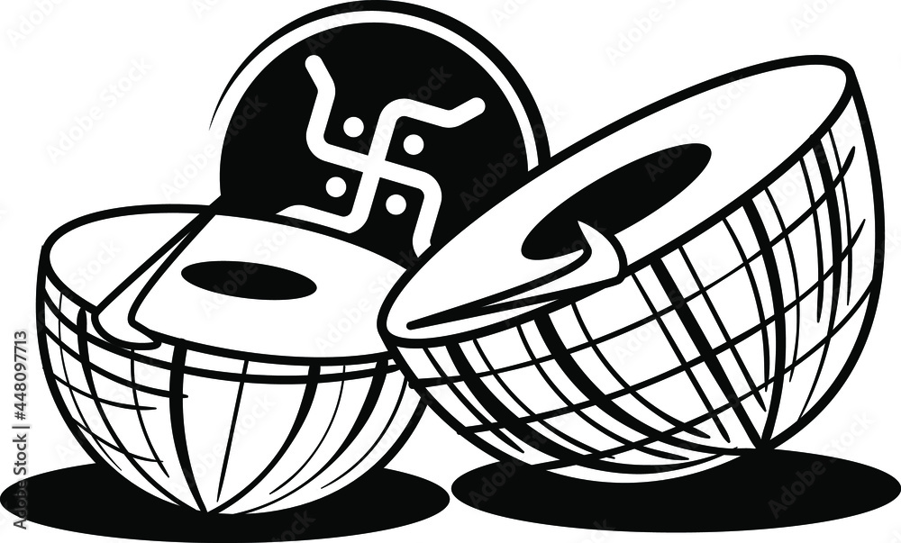 Vetor do Stock: INDIAN MUSIC INSTRUMENT NAGADA WITH SWASTIC VECTOR LINE ...