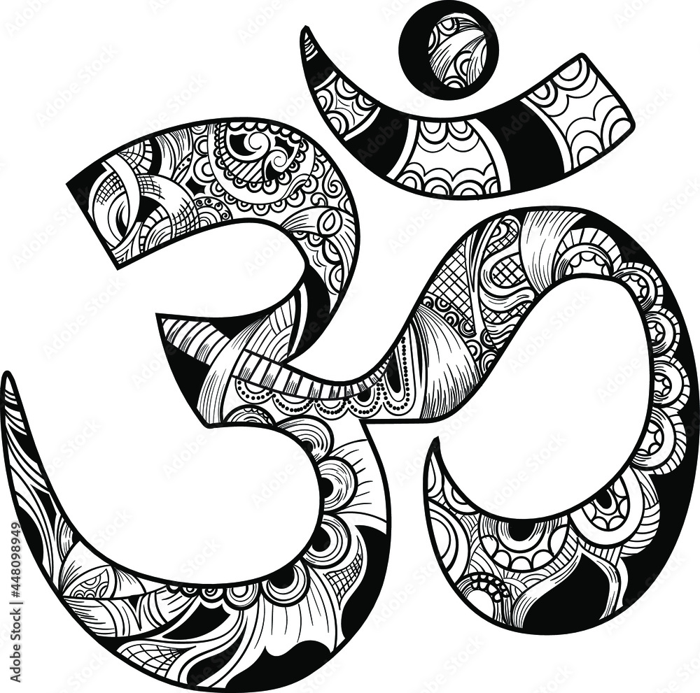 Vetor de Indian hinduism and lord Shiva holy symbol OM vector ...