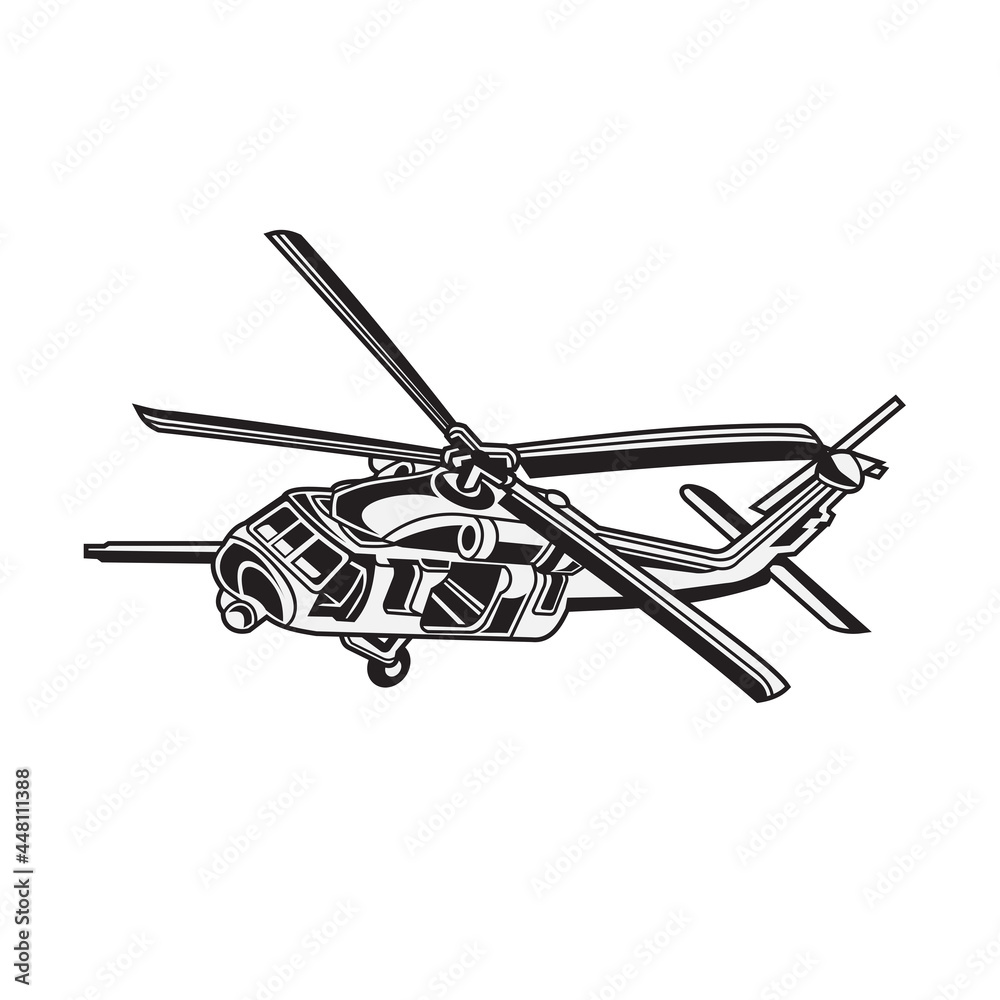Blackhawk helicopter vector design isolated on white background Stock ...