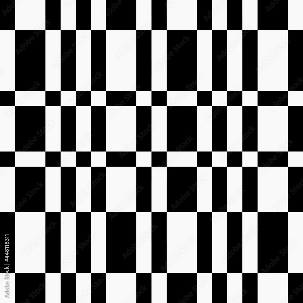 Checker squares and rectangles cells wallpaper. Vector black and white ...