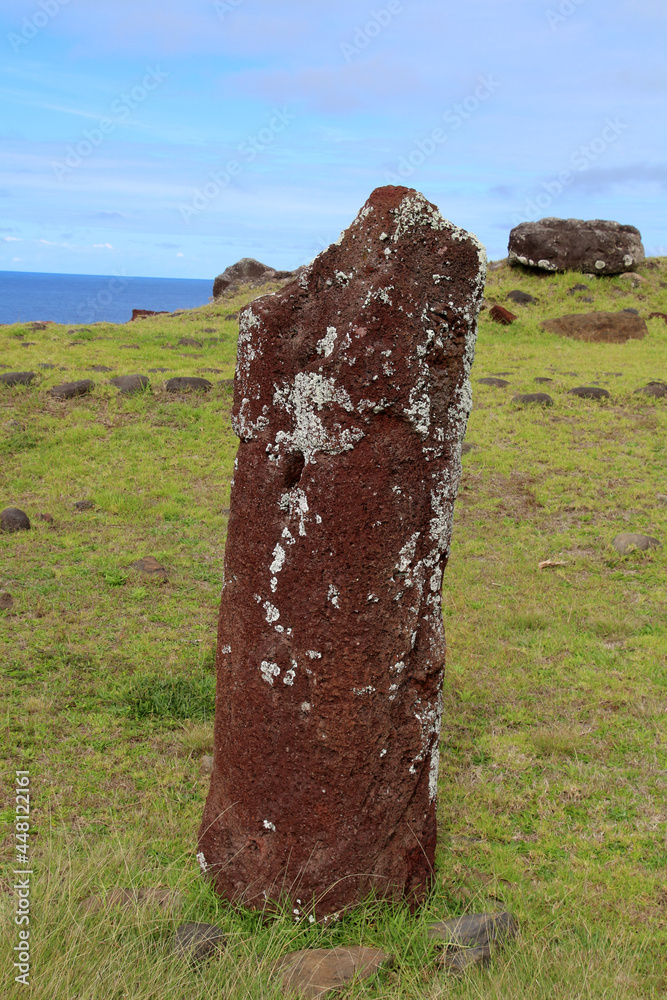 Female moai in the Vinapu ceremonial platform on Rapa Nui Stock Photo ...