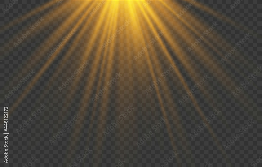 Realistic spotlight sunlight isolated on transparent background. Yellow ...