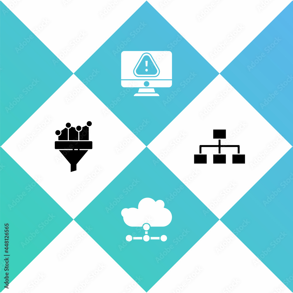 Set Sales funnel with chart, Network cloud connection, Monitor ... Set Sales funnel with chart, Network cloud connection, Monitor ...