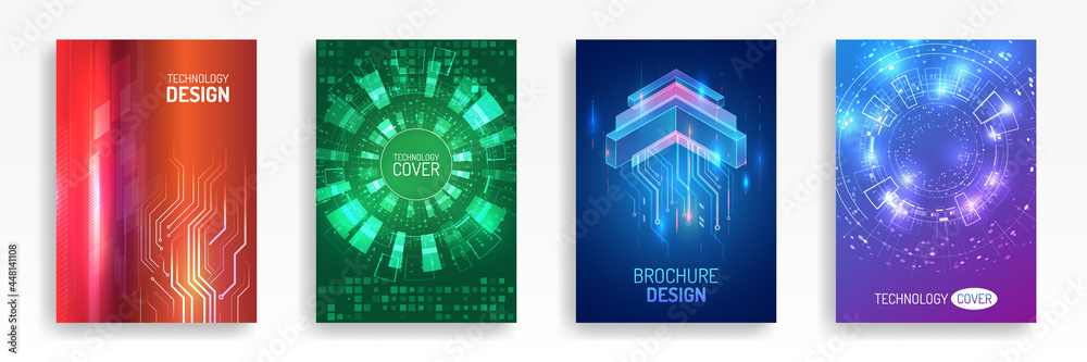 Contemporary science and digital technology concept. Vector template ...