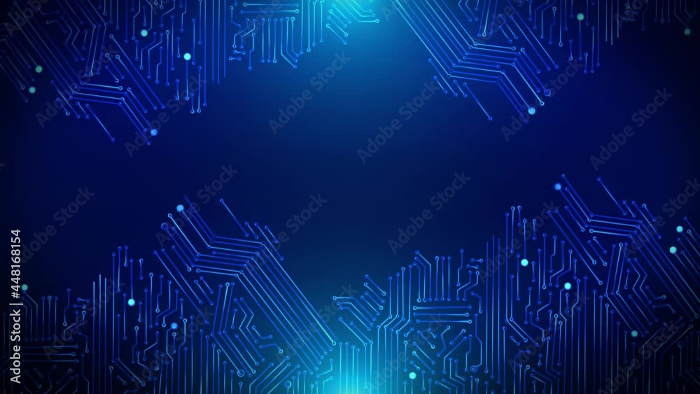 4K 3D Loop of print circuit technology cyber and futuristic concept ...