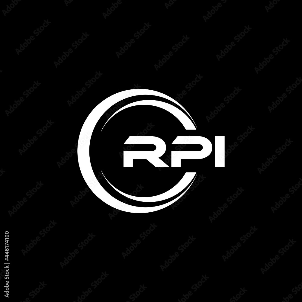 RPI letter logo design with black background in illustrator, vector ...