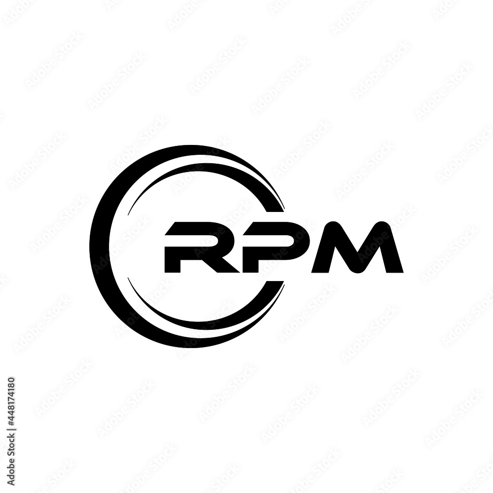 RPM letter logo design with white background in illustrator, vector ...
