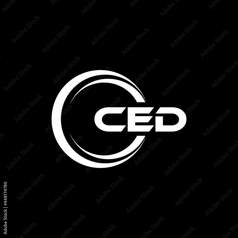 CED letter logo design with black background in illustrator, vector ...