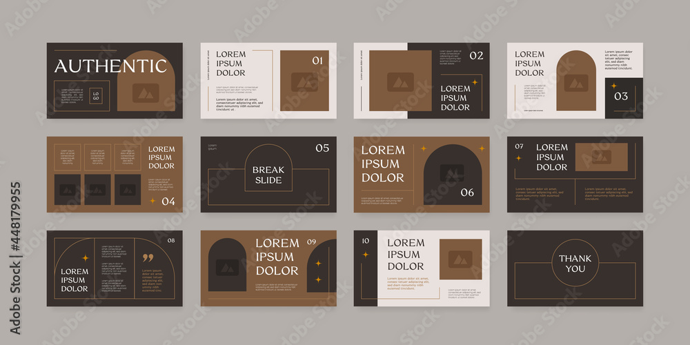 unique brown presentation slide layout design Stock Vector | Adobe Stock