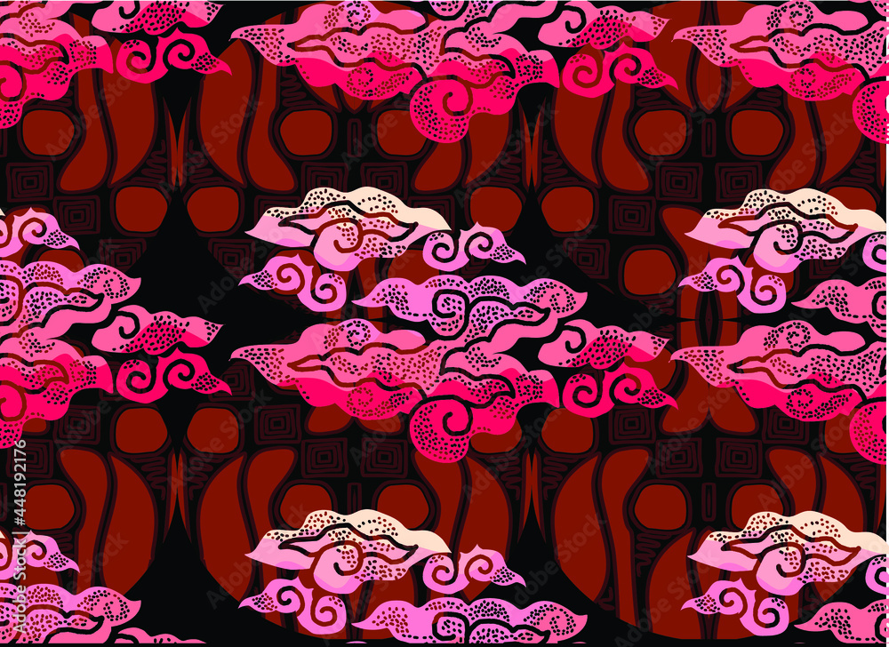 Motif Mega Mendung, batik motif typical of West Java Indonesia, curved ...