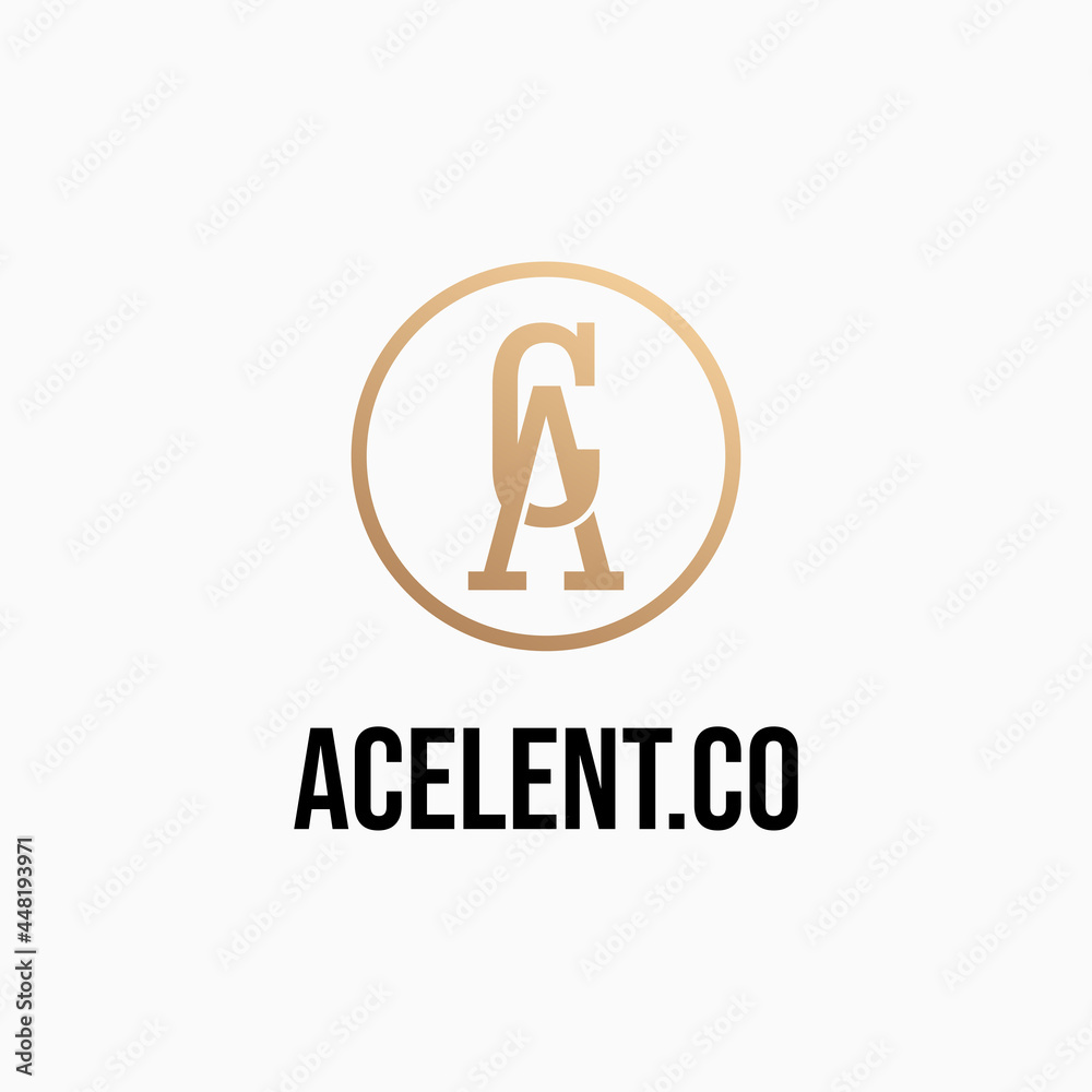 luxury gold letter AC logo with circle lines design for all companies ...