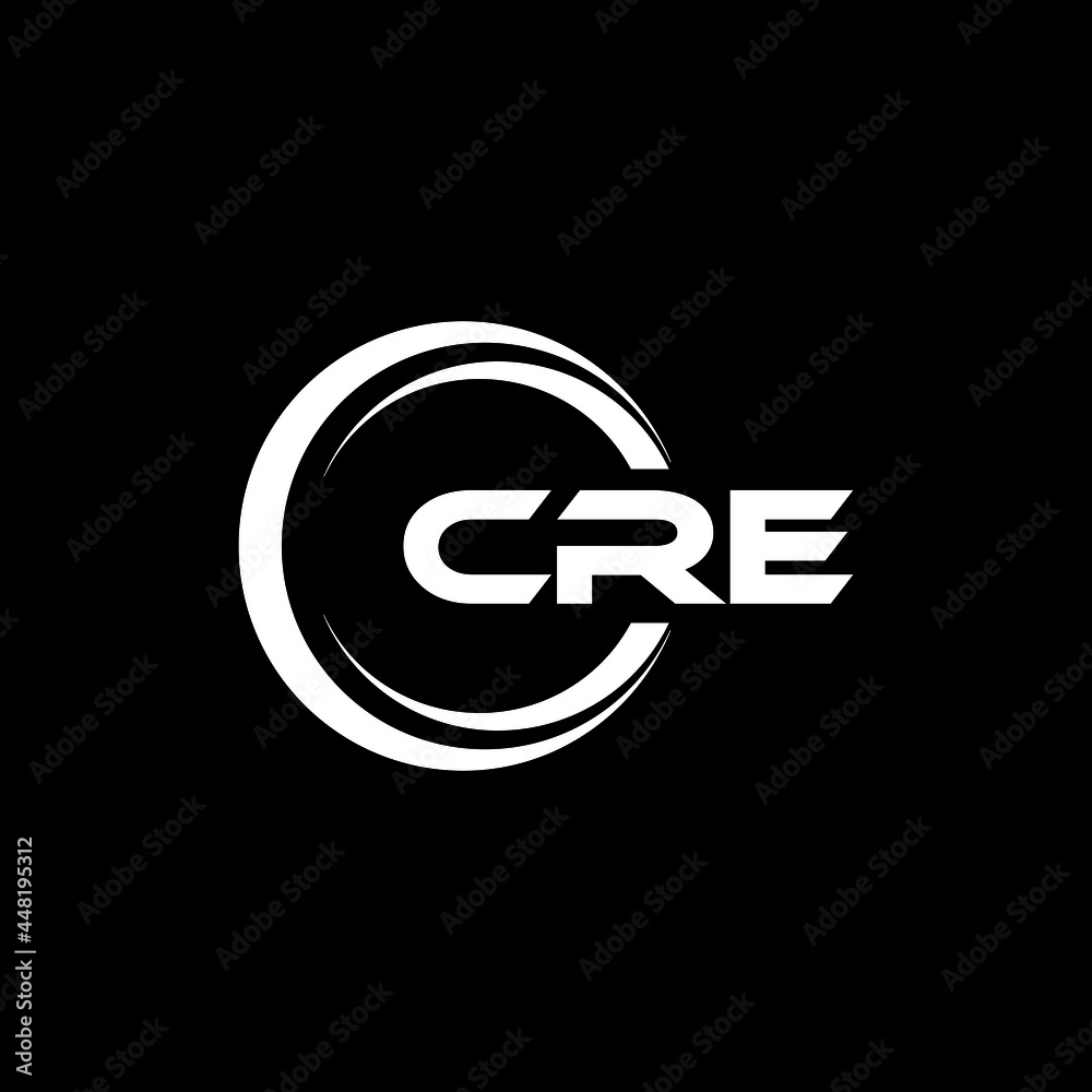 CRE letter logo design with black background in illustrator, vector ...