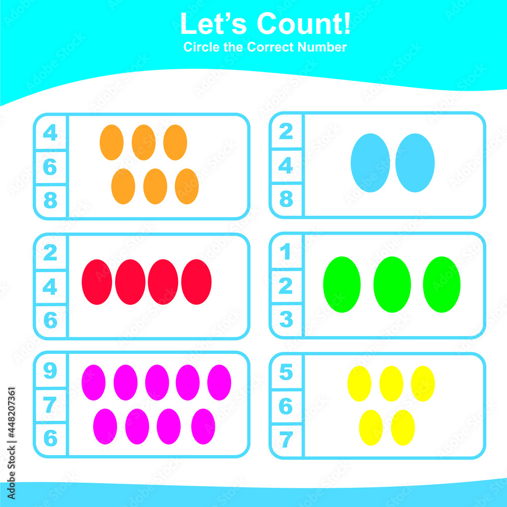 Count and Match Game for Kids. Geometric shapes Game. Math Worksheet ...
