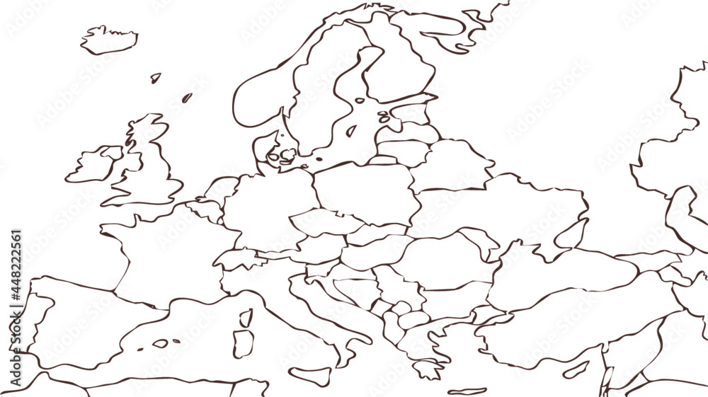 Vector map of europe in black and white Stock Vector | Adobe Stock