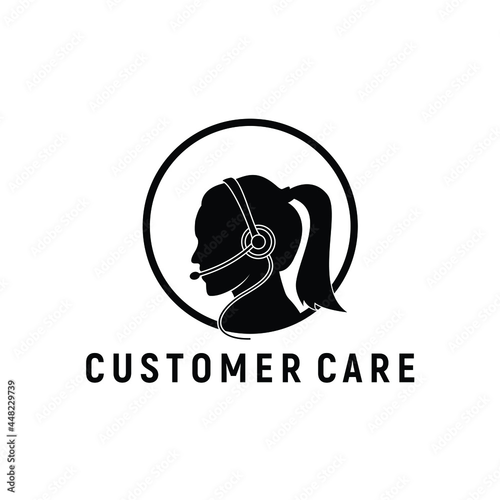 silhouette of female customer service with headset and pony tail ...