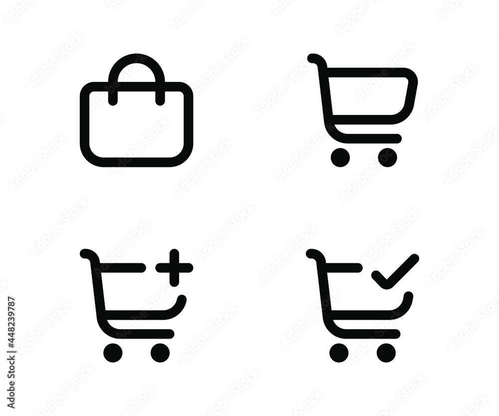 Shopping cart icon collection vector isolated on white background Stock ...