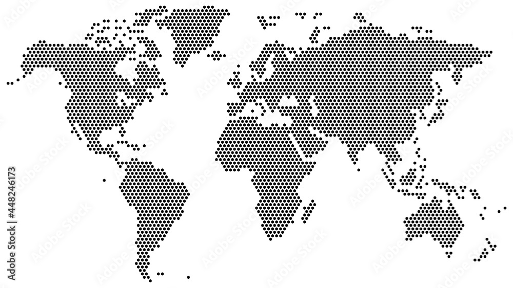 Flat world map made of hexagons. Vector illustration. Stock Vector ...