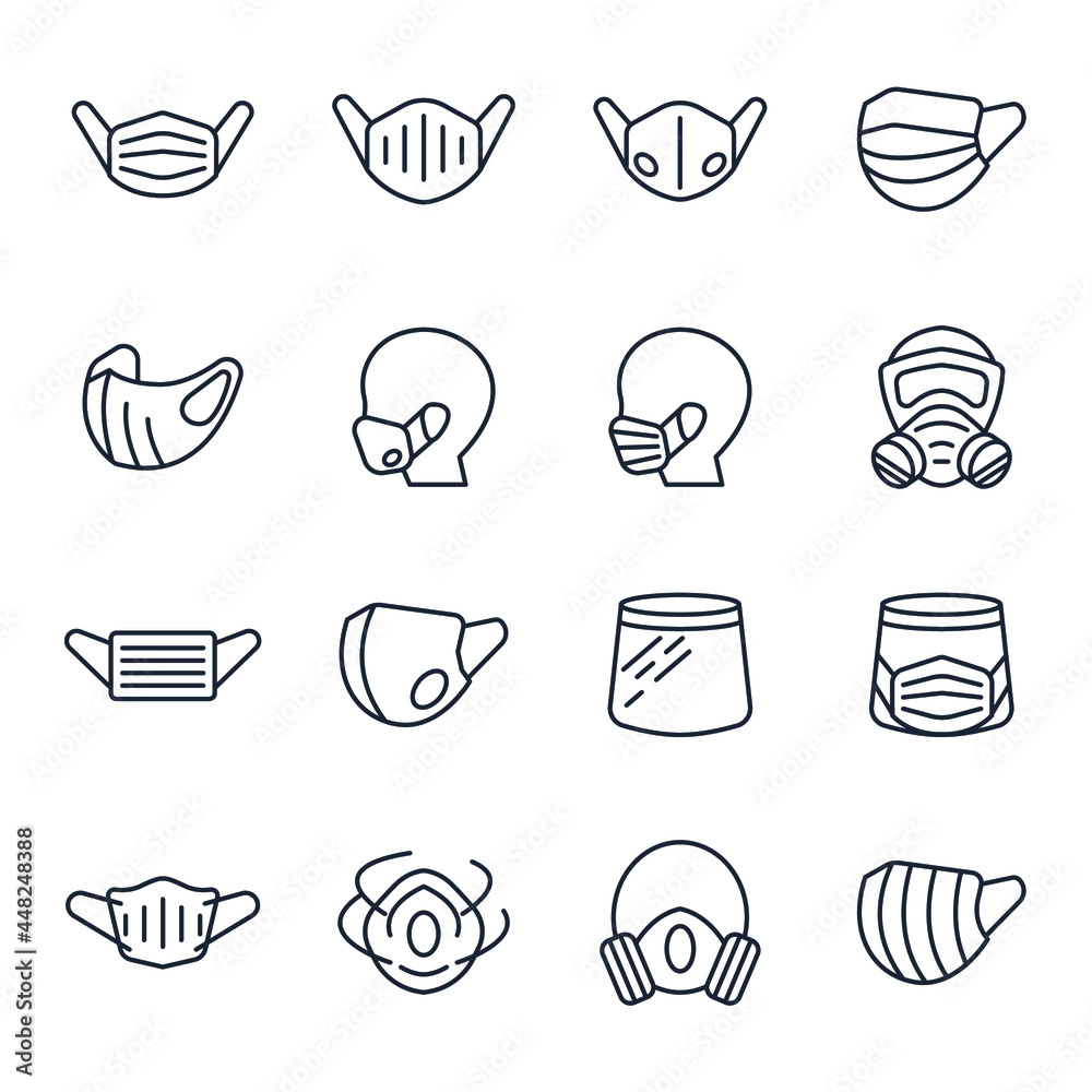 set of Medical Mask elements symbol template for graphic and web design ...
