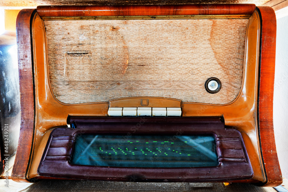 Old wooden wireless . Classic Vintage radio receiver . Retro of old ...
