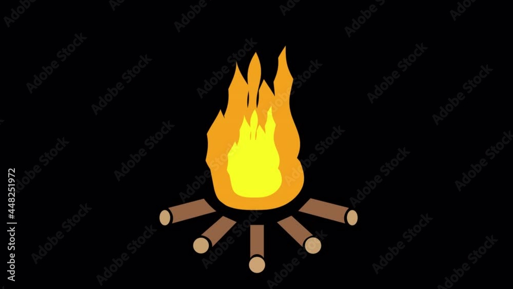 Vídeo do Stock: 2D animated burning bonfire with wood, flat campfire ...