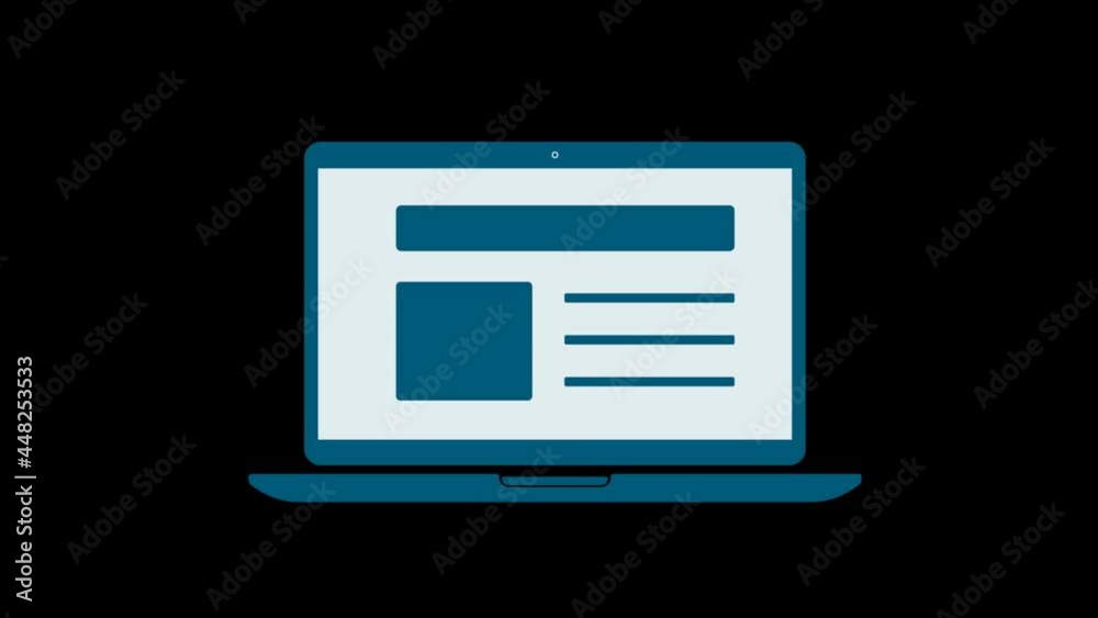 2d animated Laptop computer or notebook computer flat icon for apps and ...