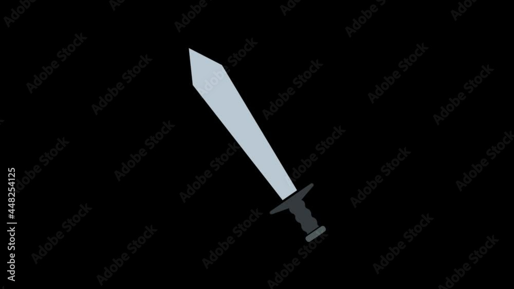 2D Animated Crossed medieval sword icon isolated on transparent alpha ...