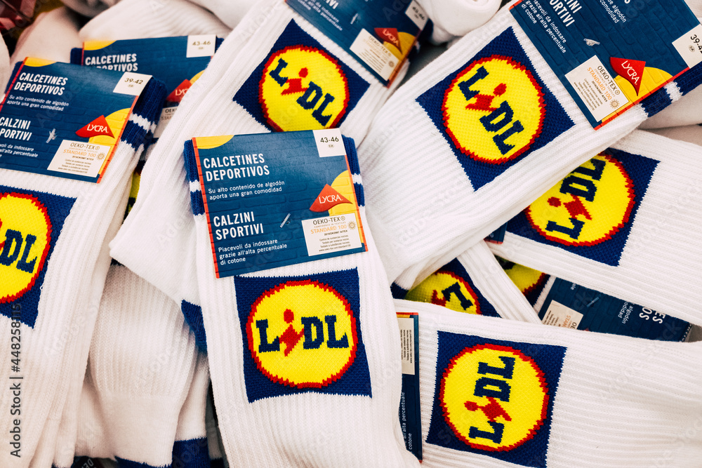 Valencia, Spain - July 30, 2021: Cotton socks with the logo of the ...