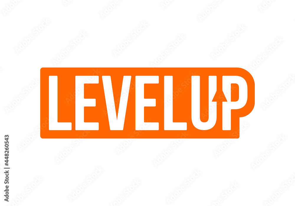 Orange level up logotype. Typography logo design. Creative negative ...