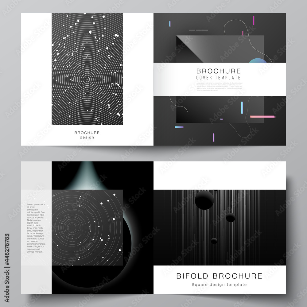 Vector layout of two covers templates for square design bifold brochure ...