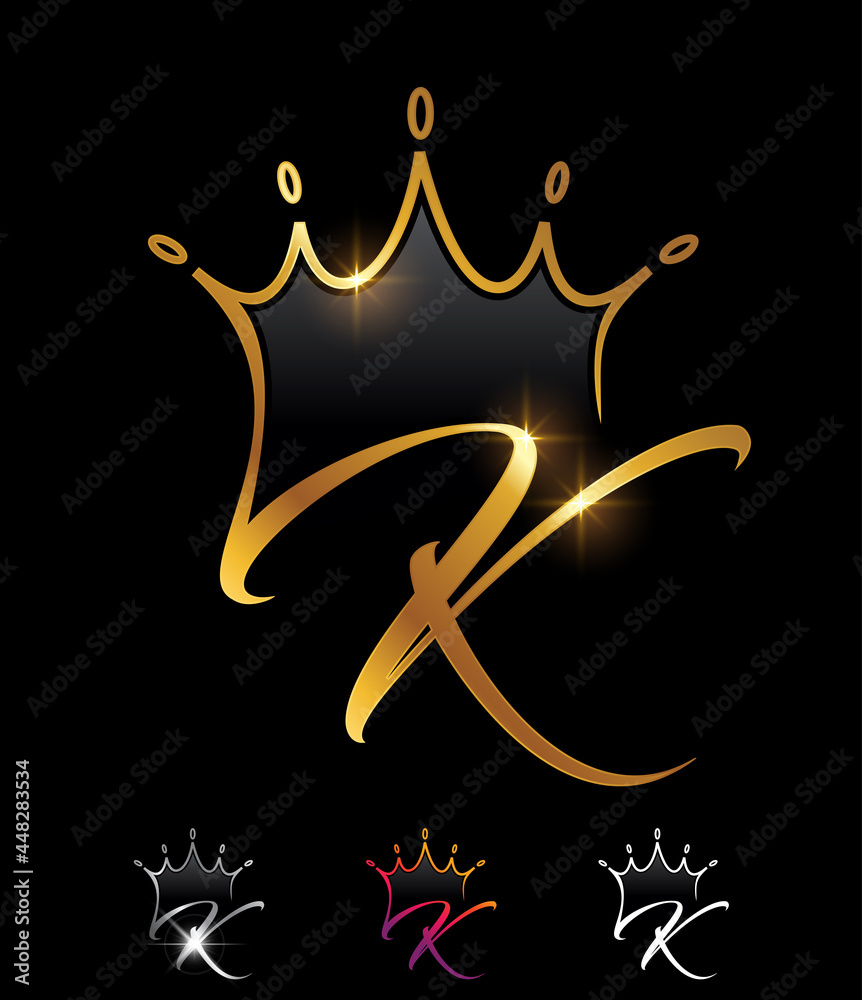 Golden Monogram Crown Initial Letter K Stock Vector | Adobe Stock