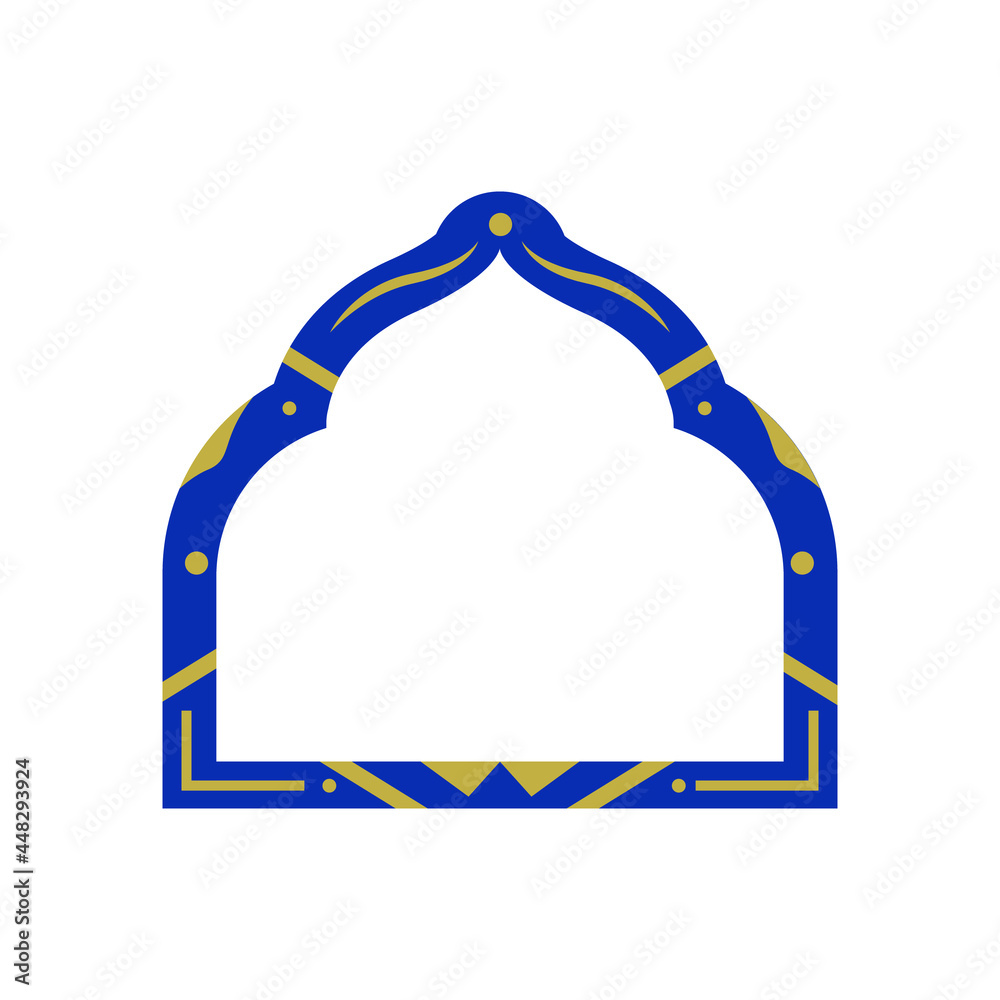 Blue and gold islamic border design isolated Stock Vector | Adobe Stock