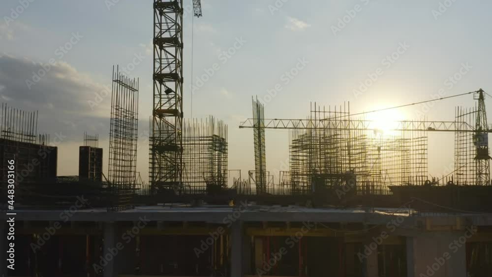 Aerial side view of a roof of a cast-in-place concrete frame ...
